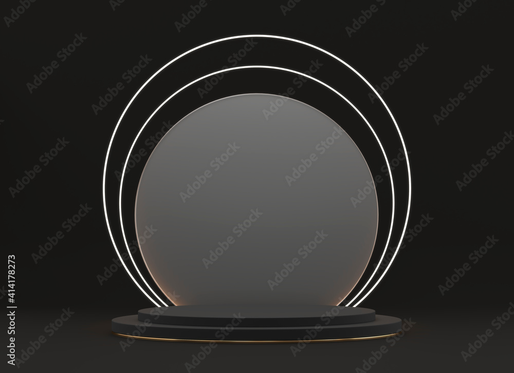 Abstract black stage platform, template for advertising product, 3d ...