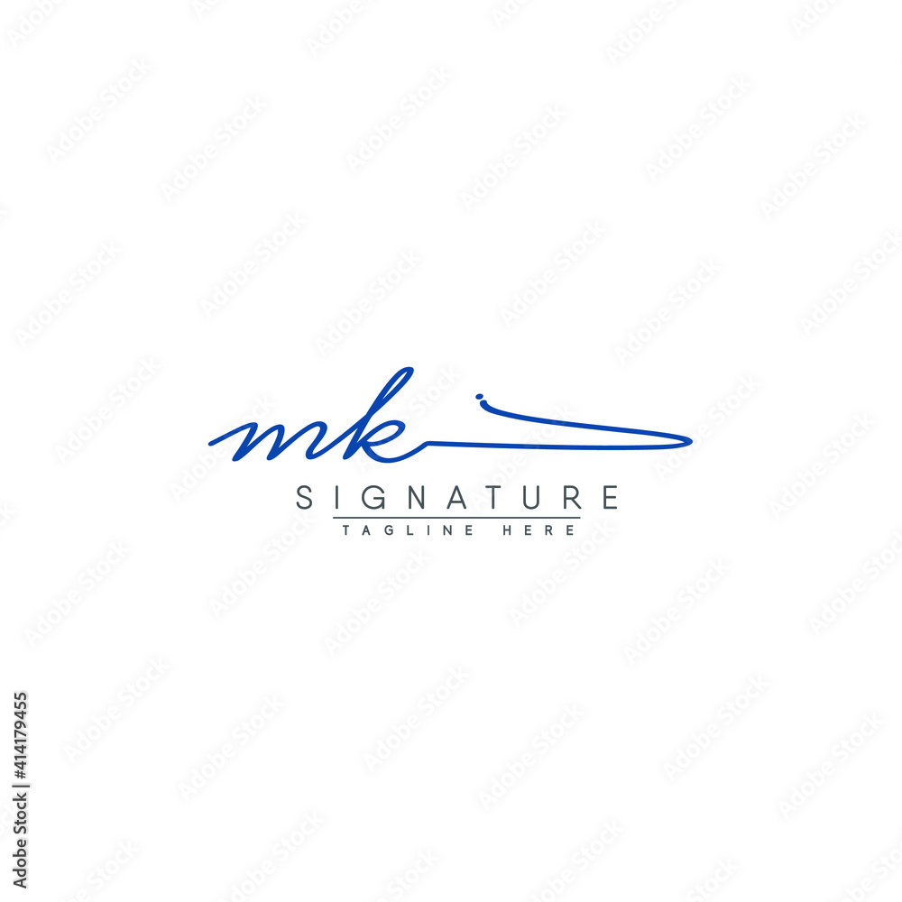 Initial Letter MK Logo - Handwritten Signature Style Logo Stock Vector ...