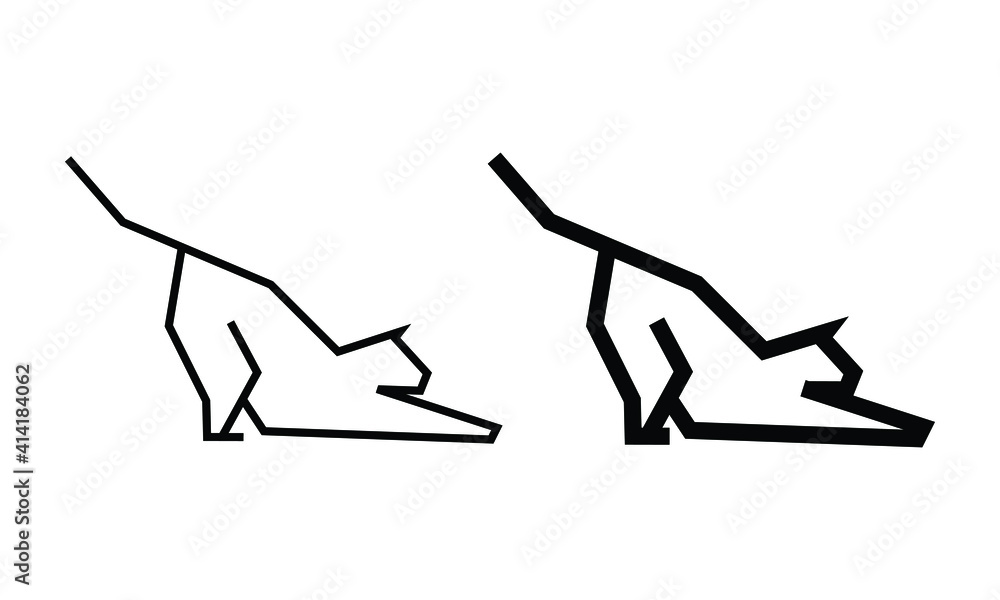 cat line art vector illustration isolated on white background. minimal ...