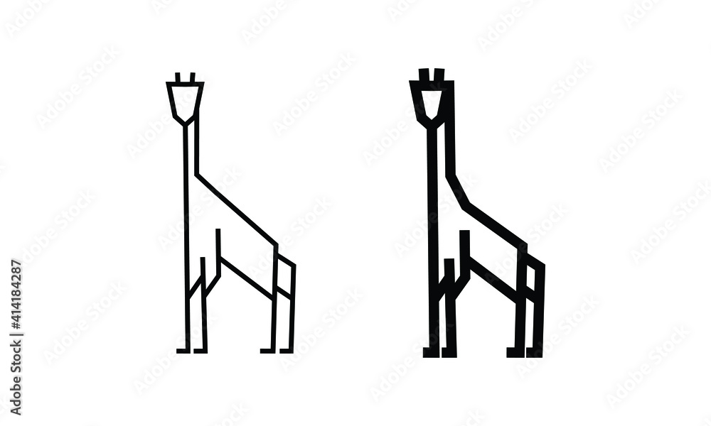 giraffe line art vector illustration isolated on white background ...