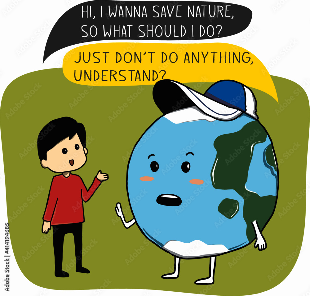 Human and Earth are talking each other to save nature Stock Vector ...