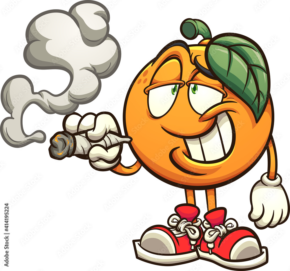 Orange smoking with big smile cartoon. Vector clip art illustration ...