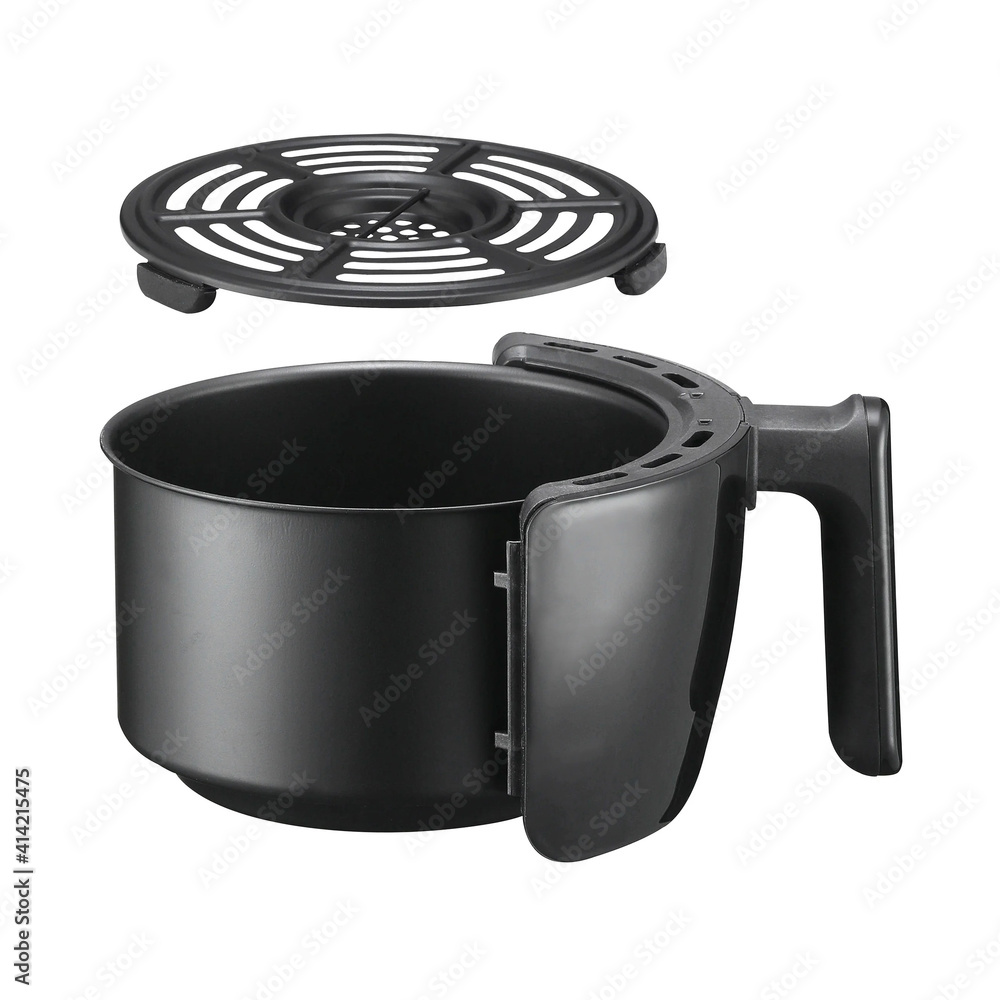 2 Qt. Digital Air Fryer Isolated. Black Electric Deep Fryer Side Front ...