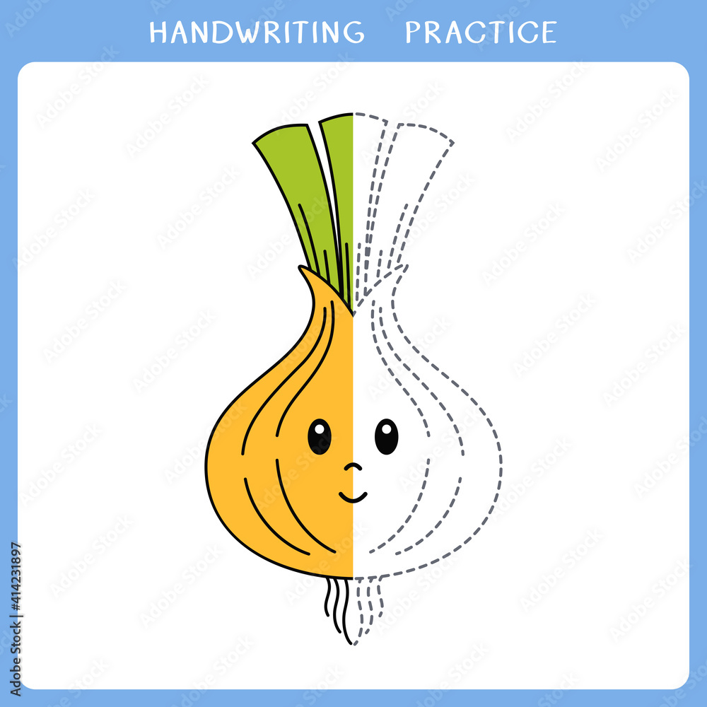 Handwriting practice sheet. Simple educational game for kids. Cute ...