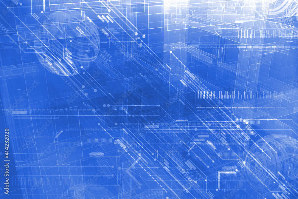 Hi tech HUD and circuit grid line patterns digital technology ...