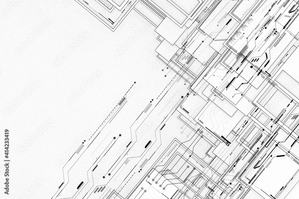 Futuristic blueprint grid lines with 3d geometry hi tech pattern ...