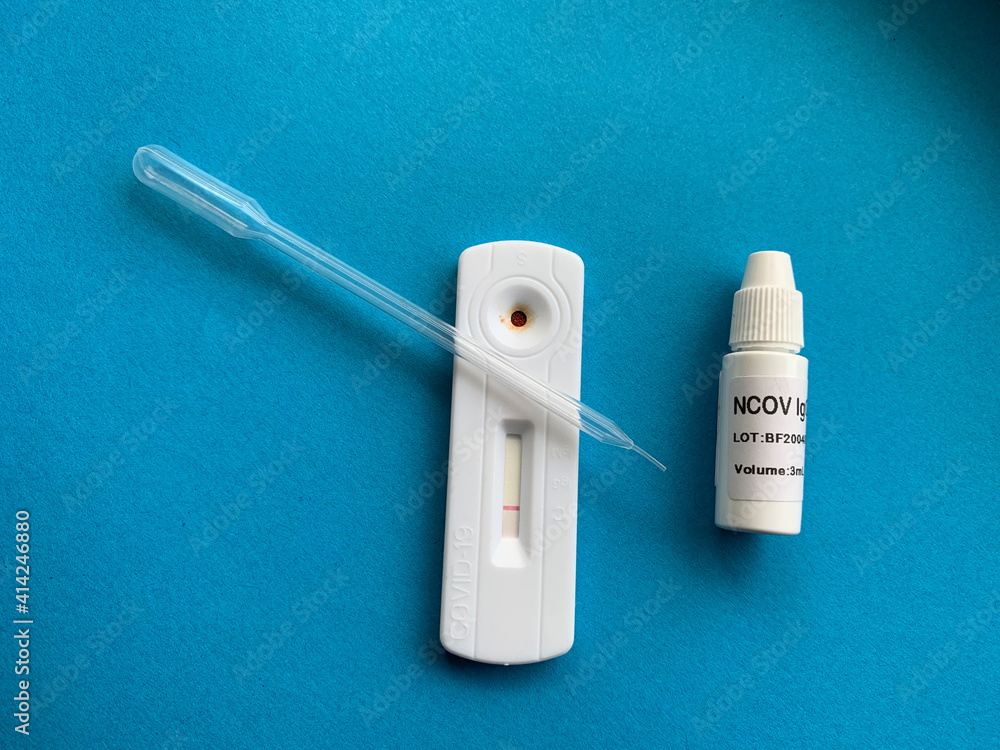 Test result using a rapid test device for new coronavirus. Covid-19 ...