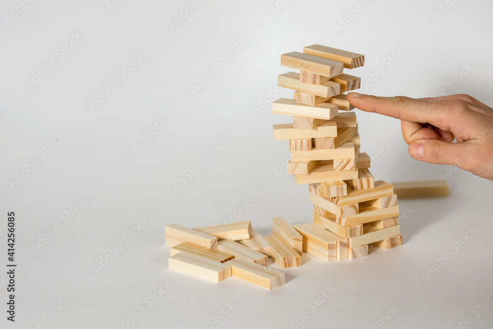 Wooden board game on a white background. People play a game of chance ...