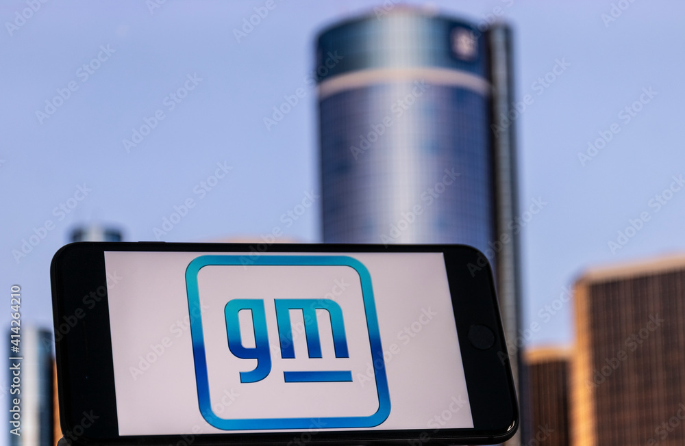 Indianapolis - Circa February 2021: General Motors new logo in front of ...
