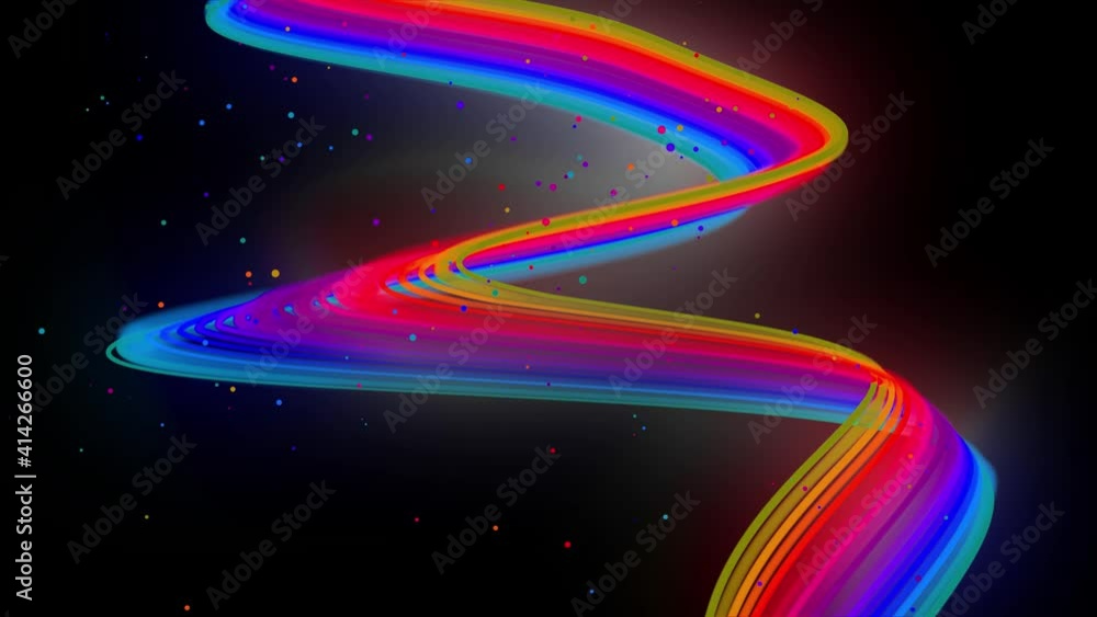 3d abstract looped 4k background with glow lines. Multi-colored neon ...