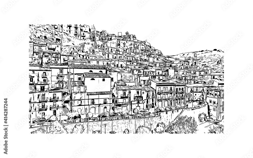 Building view with landmark of Sicily is the largest island in the ...