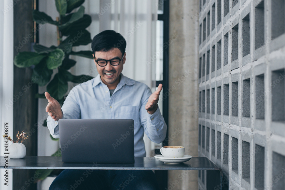 asian man work using computer hand typing laptop keyboard contact us ...