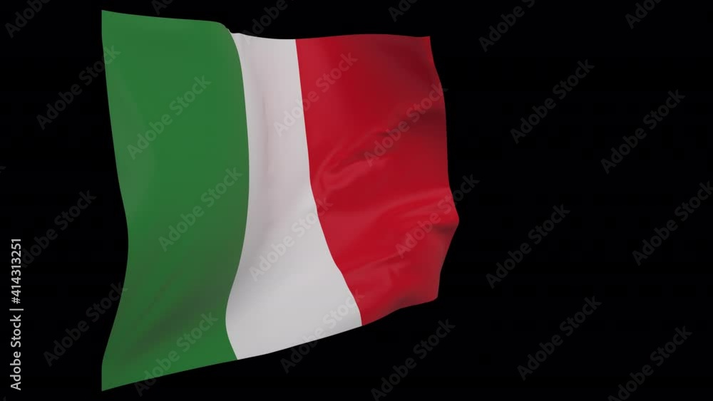 Italy waving flag seamless loop animation. 4k Alpha Channel transparent ...