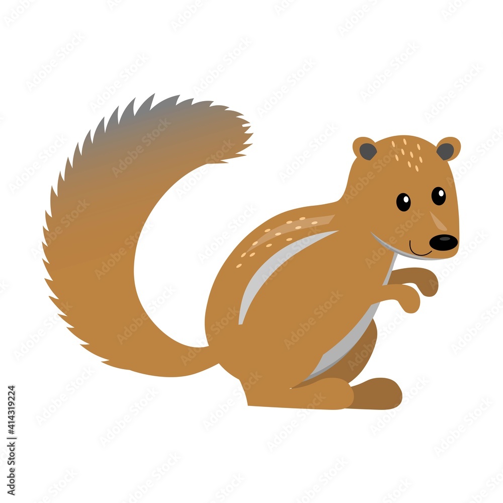 cute cartoon flat xerus (african ground squirrel) from side, vector ...