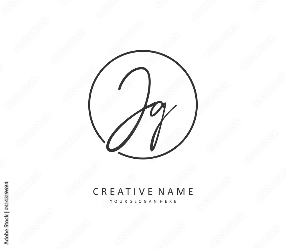 JG Initial letter handwriting and signature logo. A concept handwriting ...
