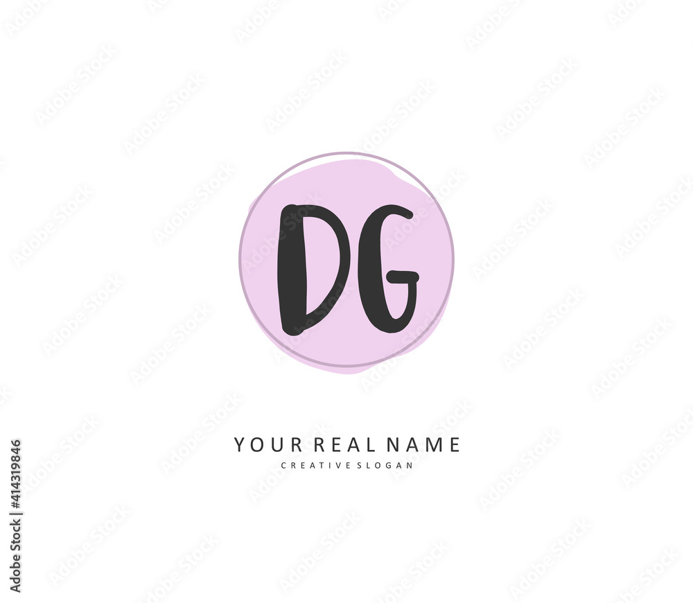 DG Initial letter handwriting and signature logo. A concept handwriting ...