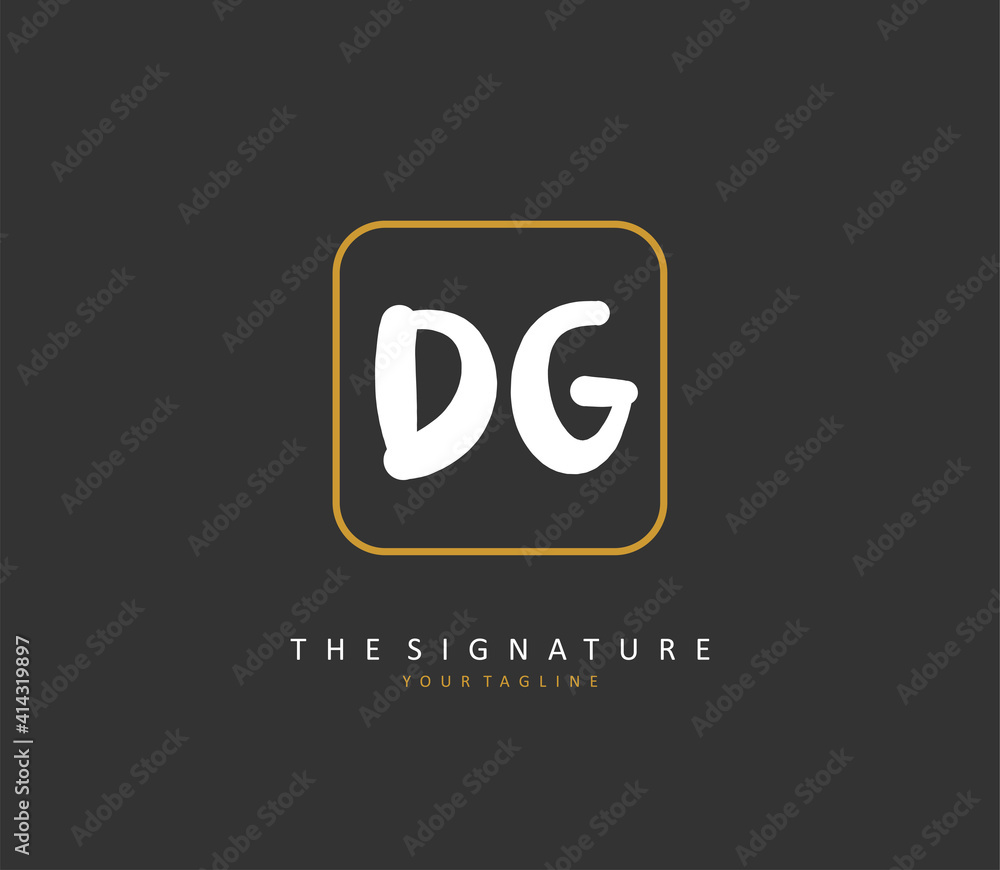 DG Initial letter handwriting and signature logo. A concept handwriting ...