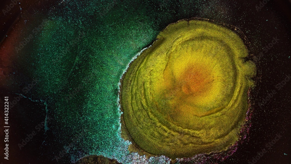 Inkscape. Liquid art. Metallic gold and copper particles. Solar flares ...