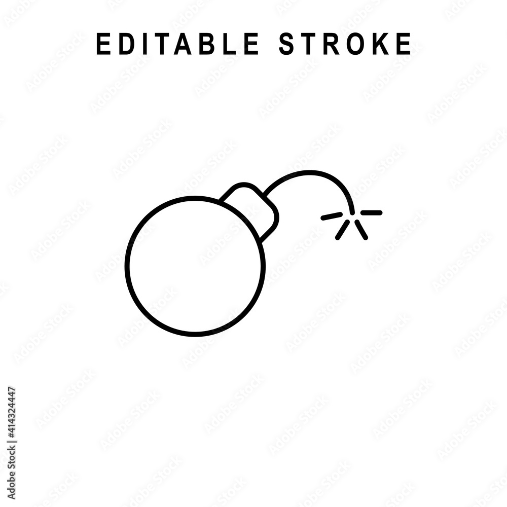 Bomb Outline Icon. Bomb Line Art Logo. Vector Illustration. Isolated on ...