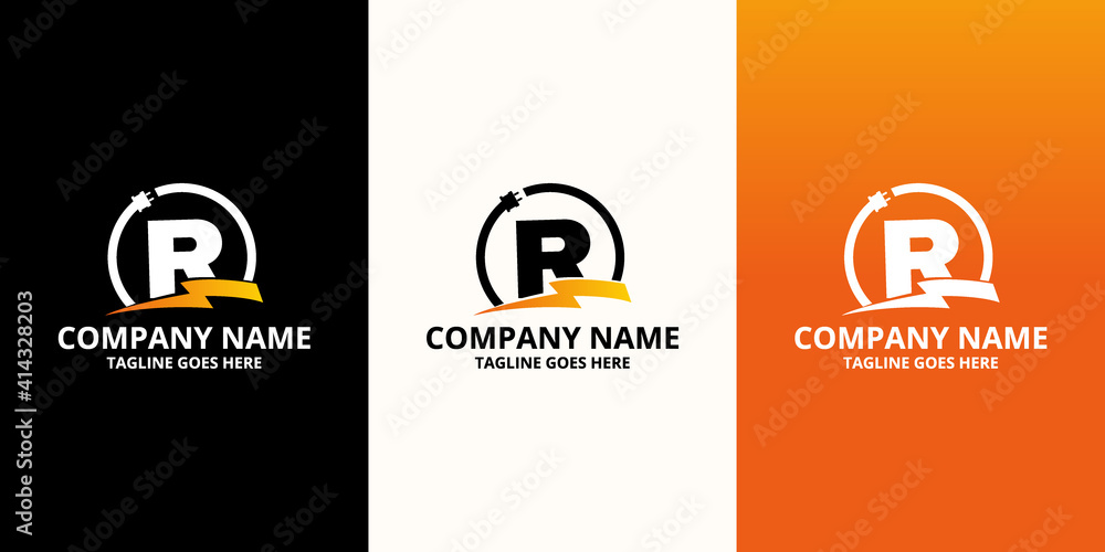 Flash initial letter R Logo Icon Template. Illustration vector graphic ...