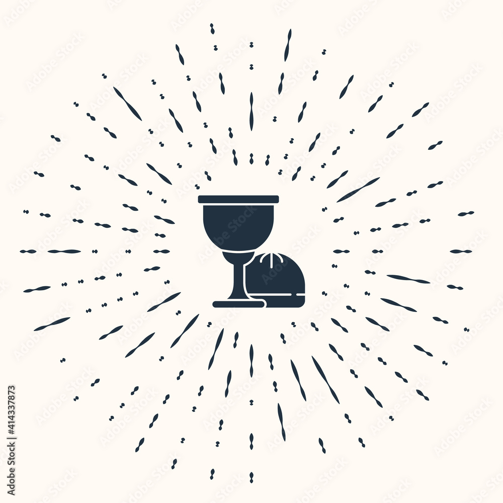 Grey Holy grail or chalice icon isolated on beige background. Christian ...