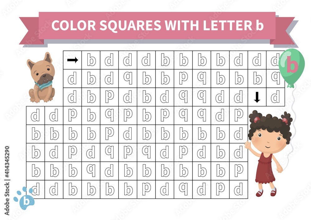 Printable game. Worksheet for kids. Exercise about letter reversals d ...