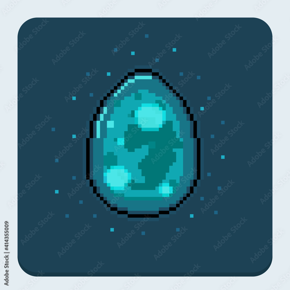 Pixel art blue crystal dragon egg icons. Stock Vector | Adobe Stock