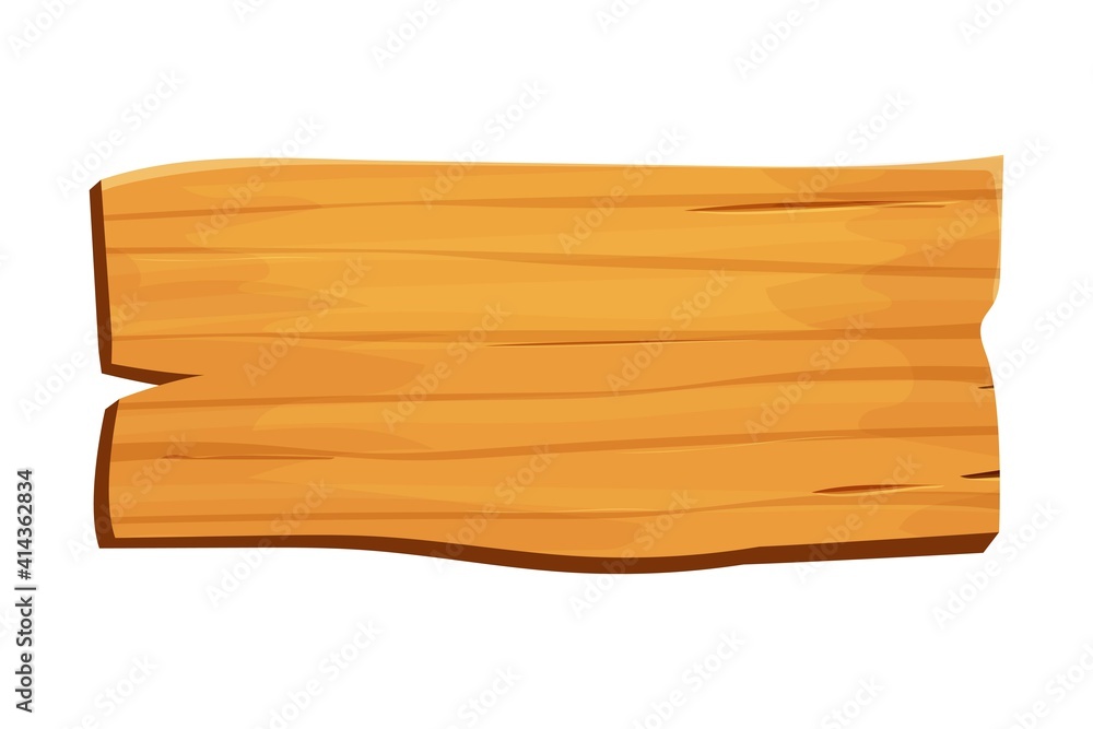 Wood sign, banner, wooden empty plank in cartoon style isolated on ...