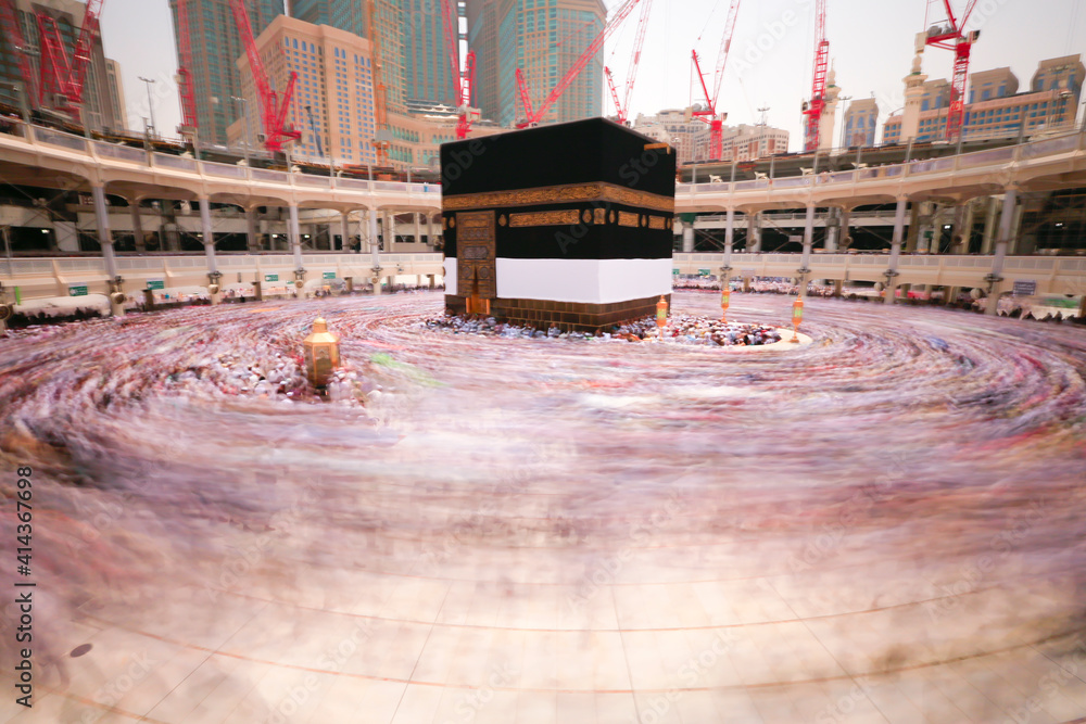 Mosque Kaaba, Mecca. The largest mosque in the world, Kaaba. At the ...