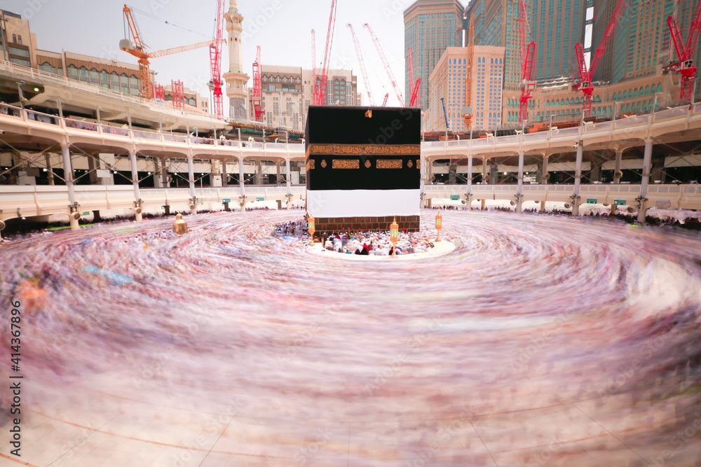 Mosque Kaaba, Mecca. The largest mosque in the world, Kaaba. At the ...