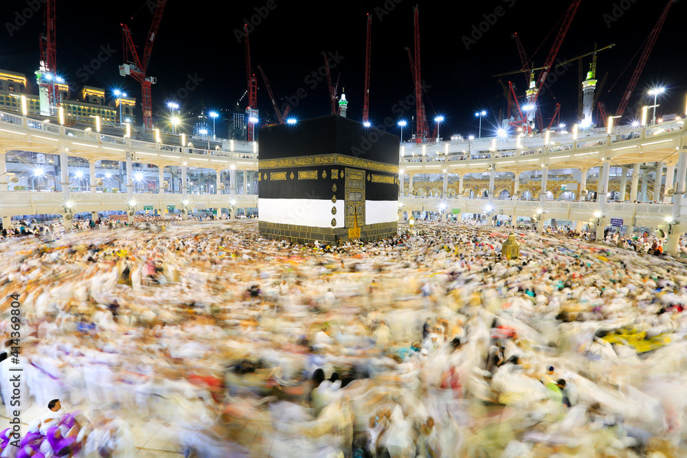 Mosque Kaaba, Mecca. The largest mosque in the world, Kaaba. At the ...