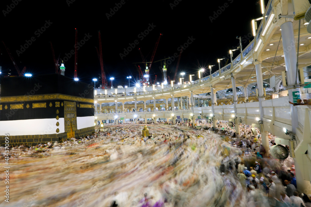 Mosque Kaaba, Mecca. The largest mosque in the world, Kaaba. At the ...
