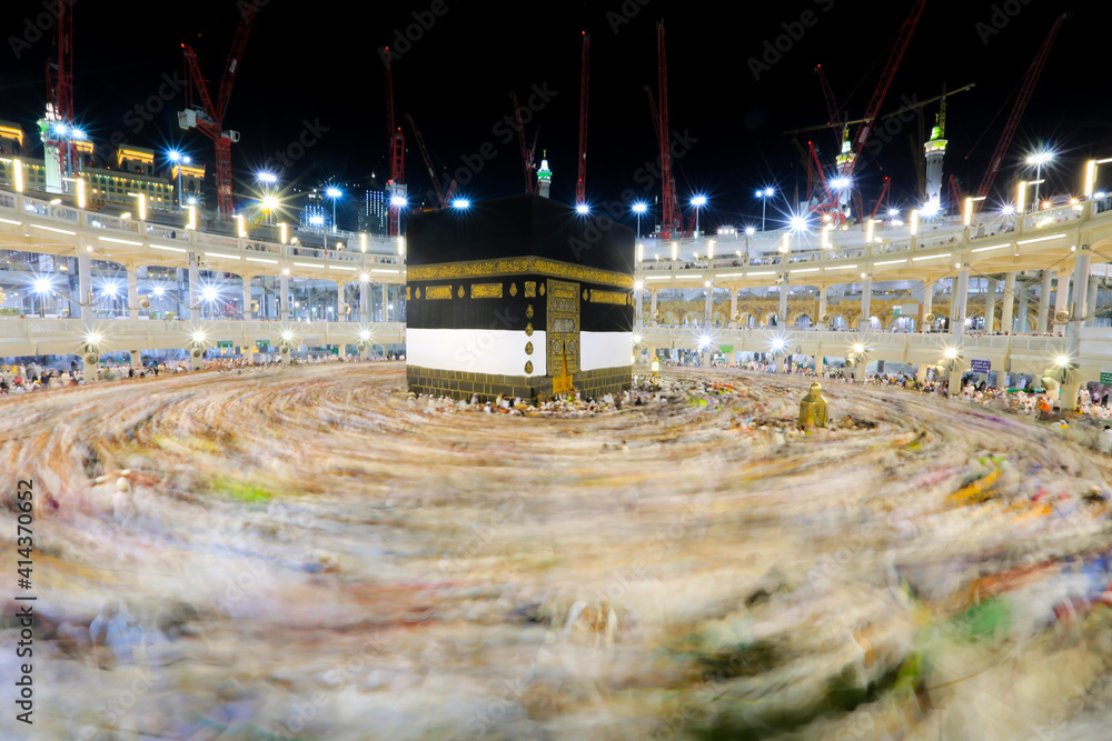Mosque Kaaba, Mecca. The largest mosque in the world, Kaaba. At the ...