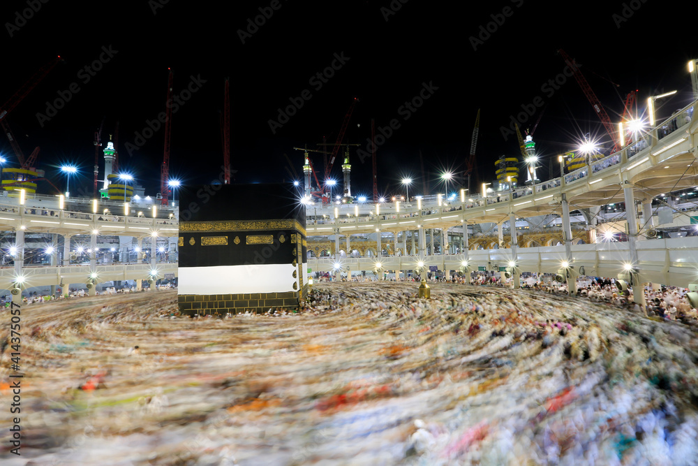 Mosque Kaaba, Mecca. The largest mosque in the world, Kaaba. At the ...