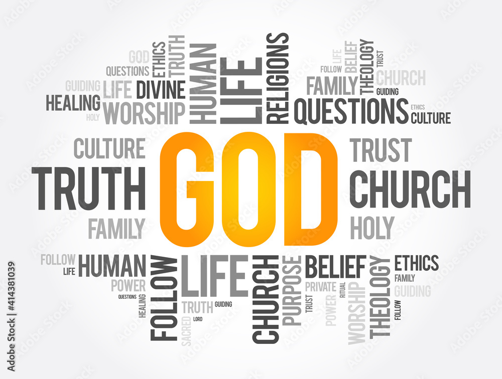 GOD word cloud collage, religion concept background Stock Illustration ...