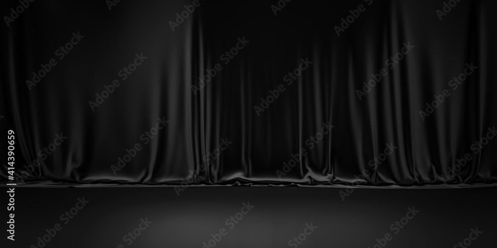 Black product background room on dark curtain scene display with luxury ...