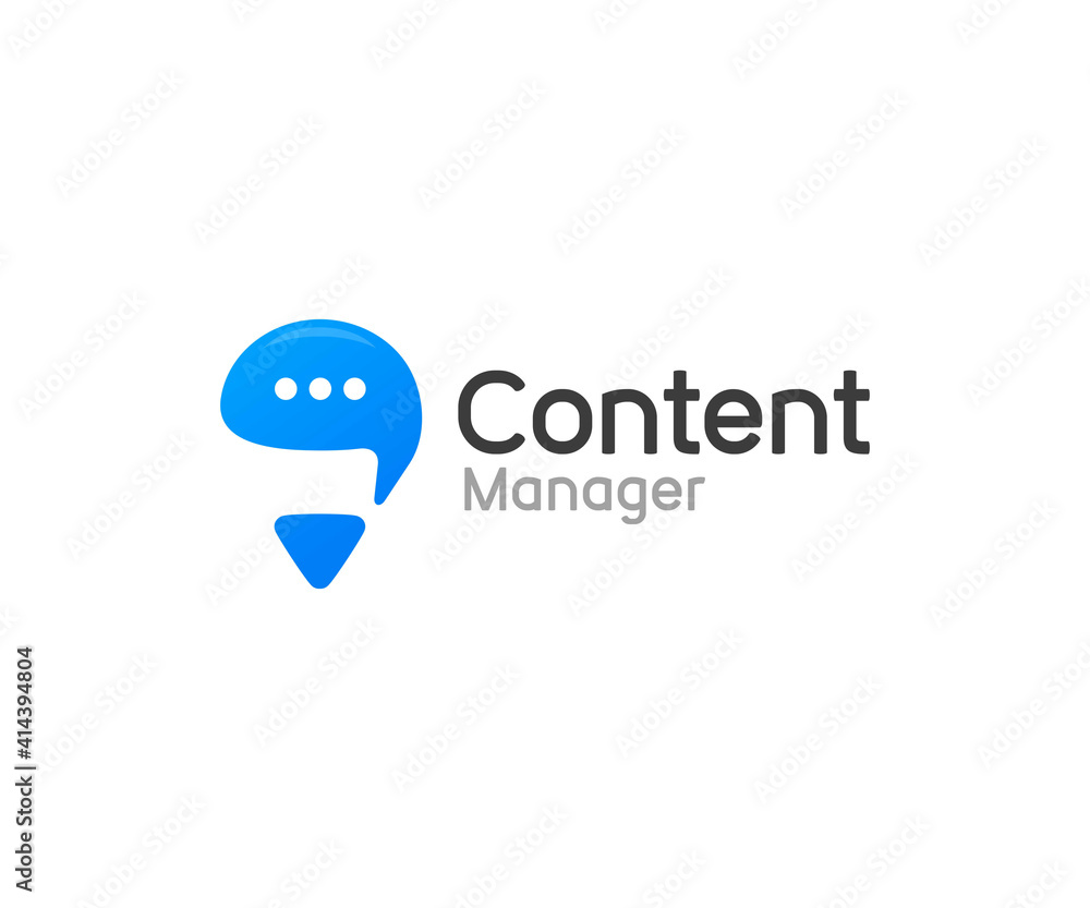 Content manager logo design. Speech bubble with pencil, writing blog ...