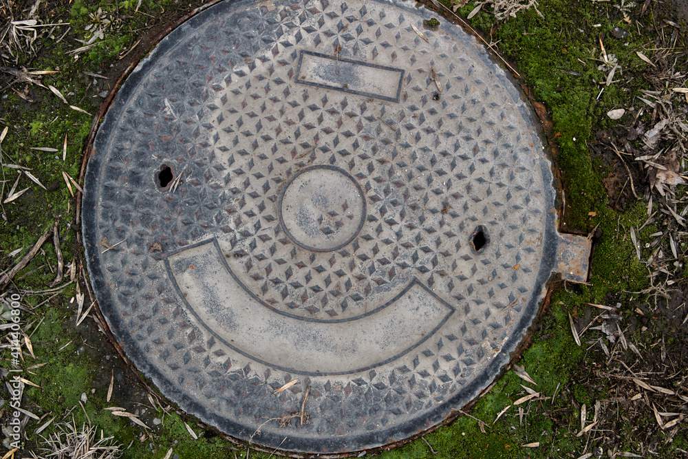 Metal manhole cover. Metal manhole background. Manhole. Stock Photo ...