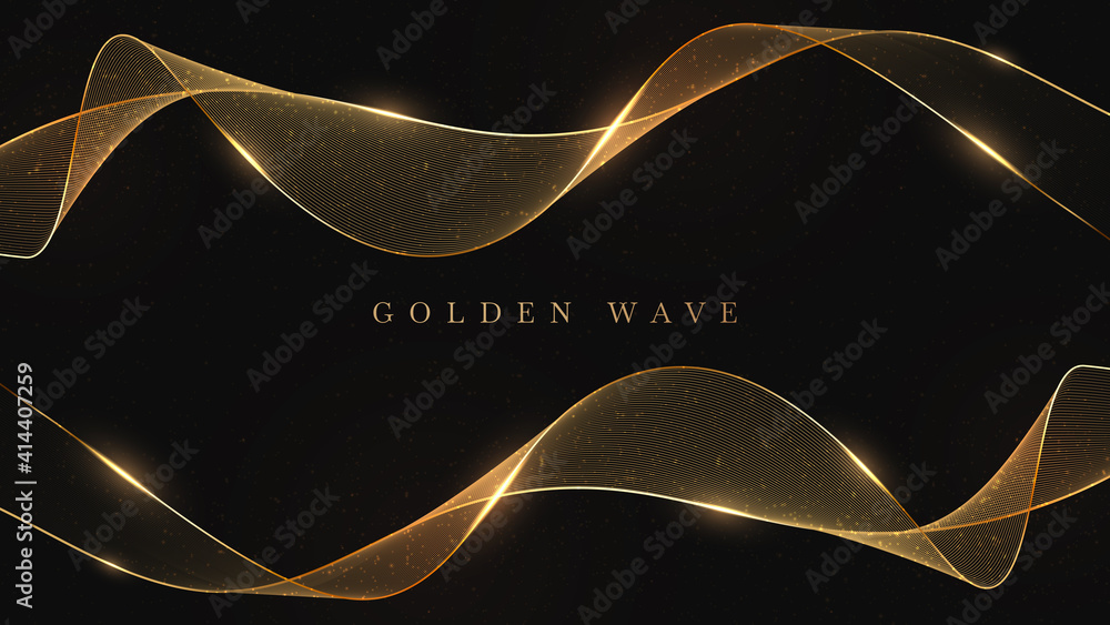 Golden wave on black background , luxury modern concept. vector ...