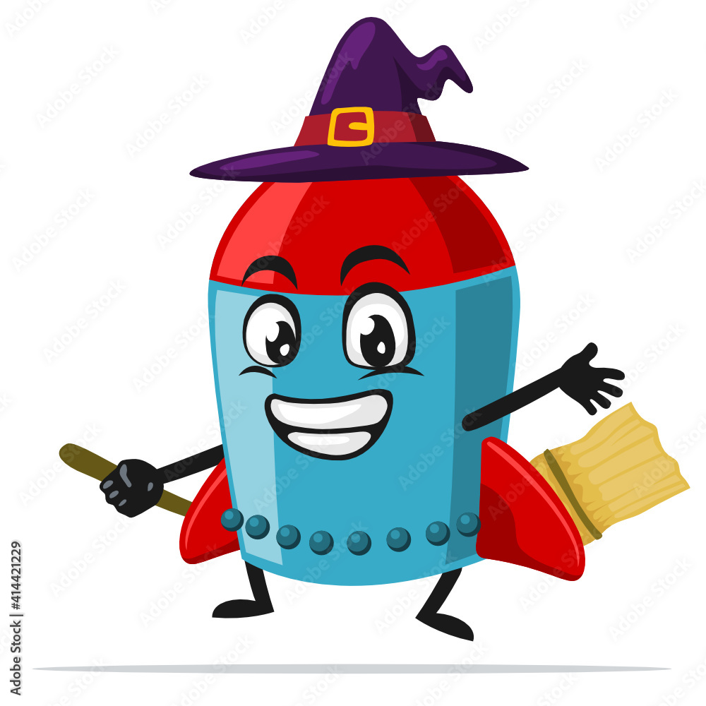 vector illustration of rocket character or mascot wearing witch costume ...