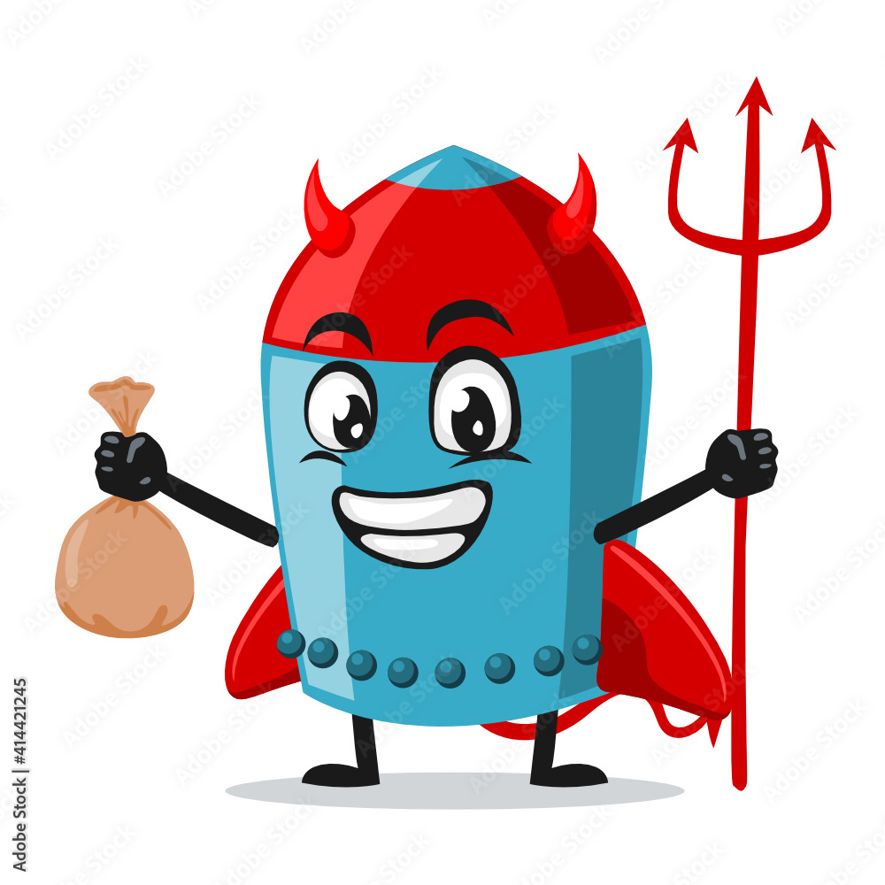 vector illustration of rocket character or mascot Wearing devil costume ...