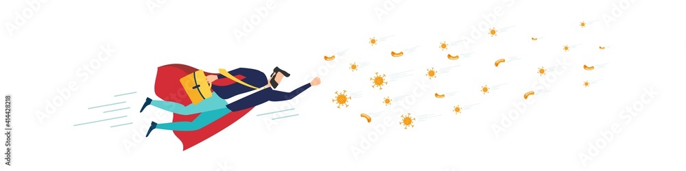 Superhero stick figure man attack coronavirus. Stop coronavirus (covid ...