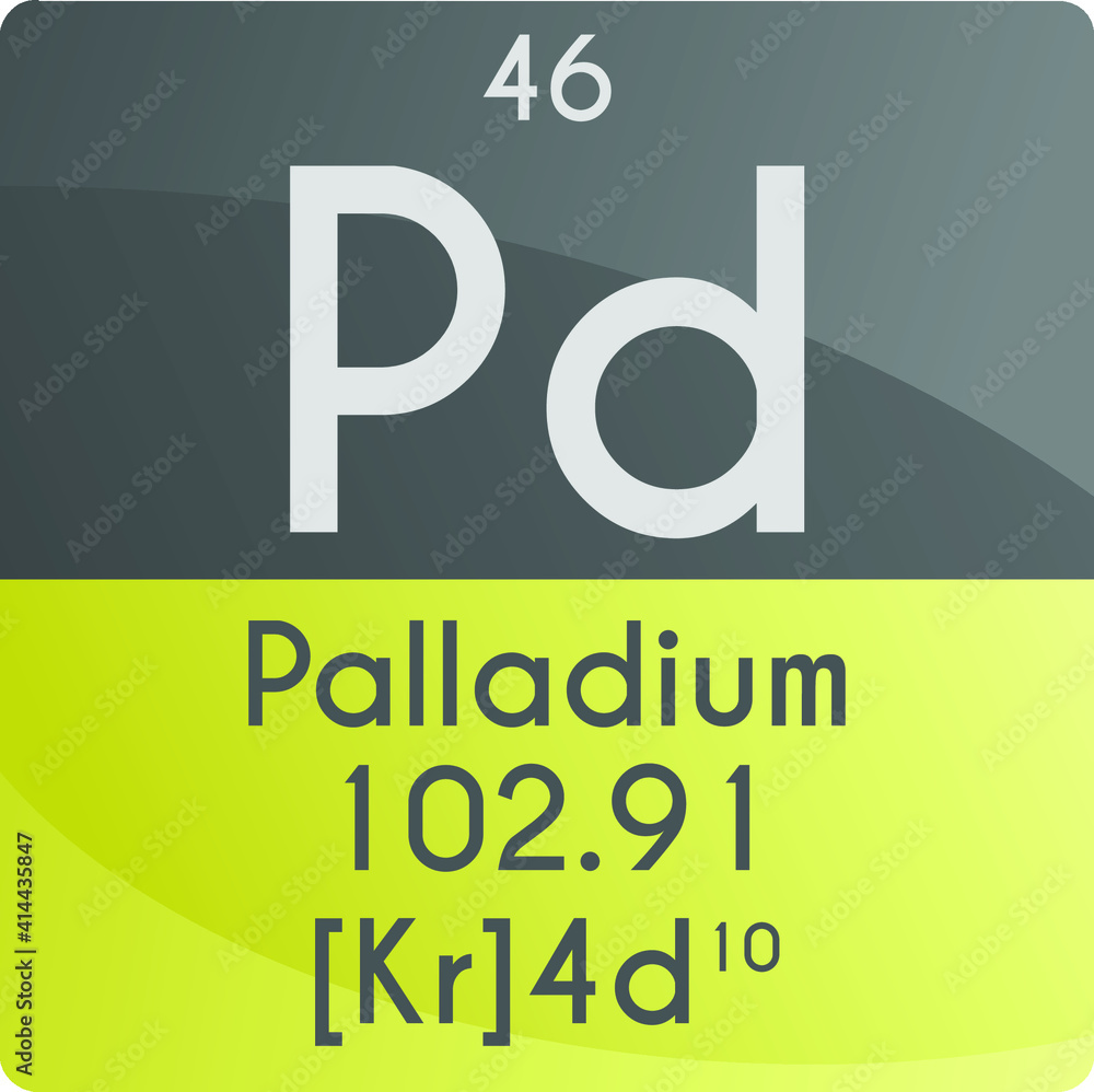 Pd Palladium Transition metal Chemical Element Periodic Table. Square ...