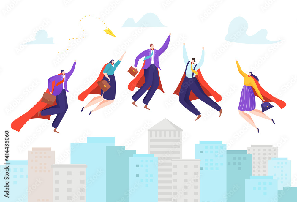 Business leadership, superhero flying, hero businessman, super ...