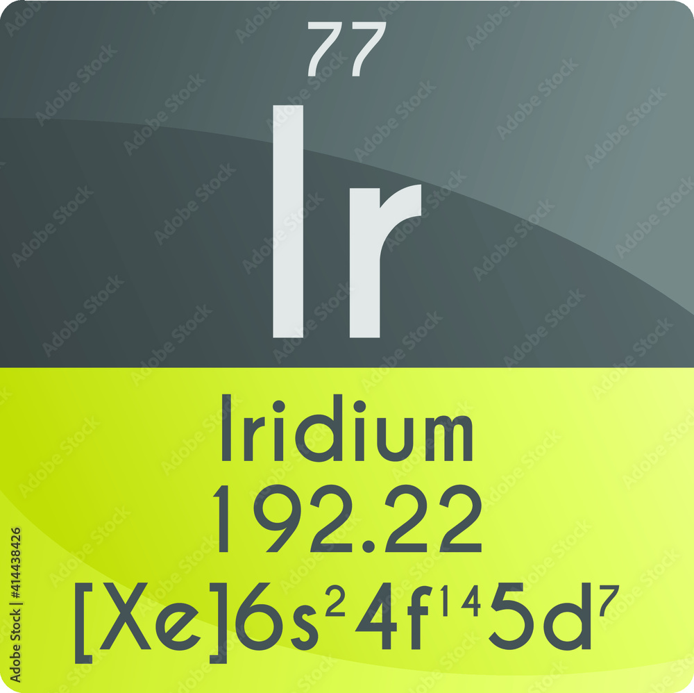 Ir Iridium Transition metal Chemical Element Periodic Table. Square ...