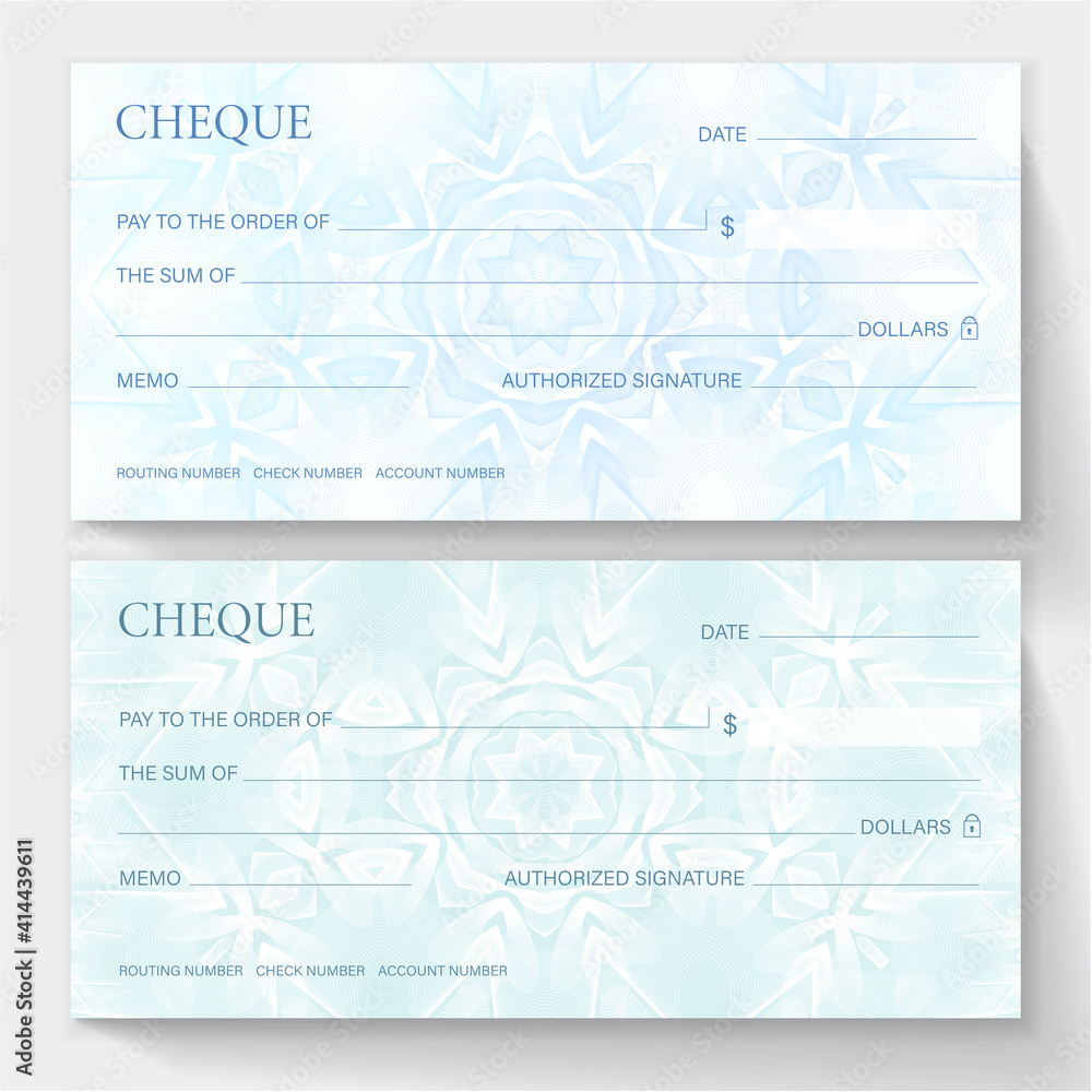 Check, Cheque (Cheque book template). Guilloche pattern with abstract ...