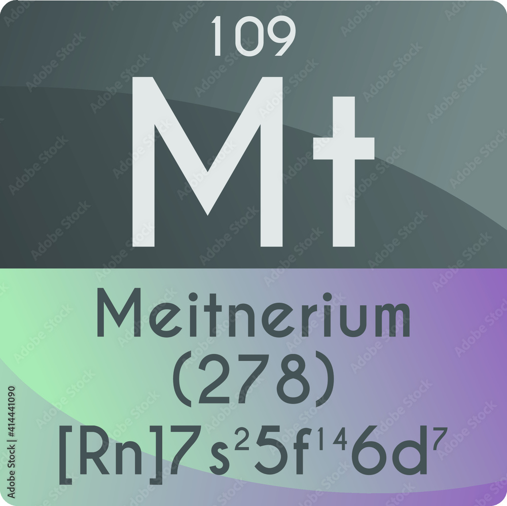 Mt Meitnerium Chemical Element Periodic Table. Square vector ...