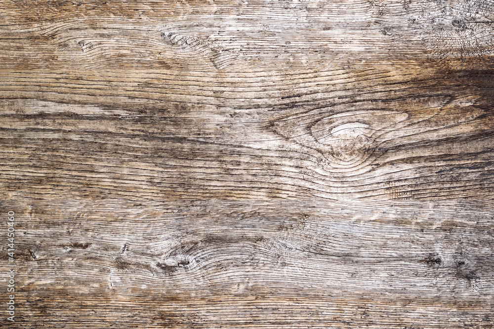 Old smooth wood surface covered with knots and smooth lines of wood ...