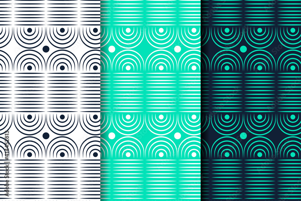 Set of Seamless vector geometric ,Circle outline and stripped line ...