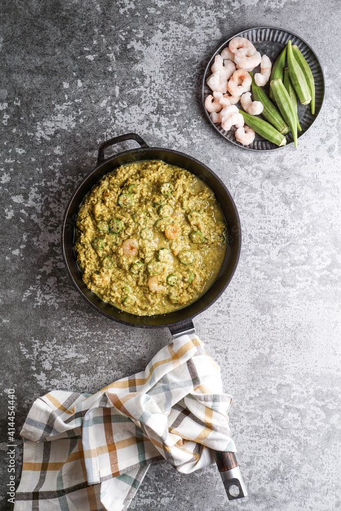 Caruru, traditional Afro-Brazilian dish made with okra and dried shrimp ...